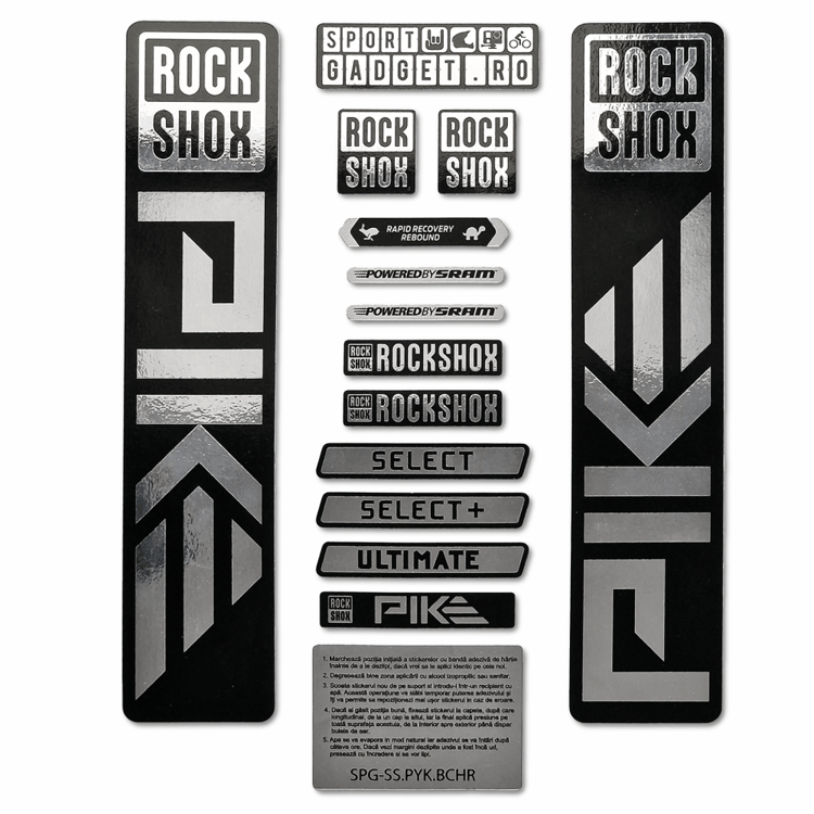 Stickere Furca RockShox Pike Replica Decal Kit Metallic-Glossy Chrome ...