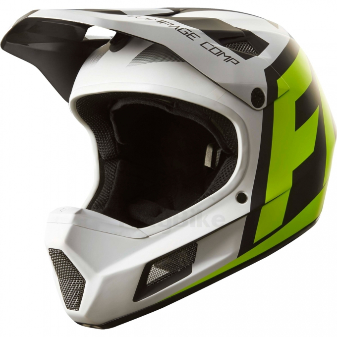 Fox Casca FullFace Rampage Comp Creo Alb/Galben Fluo - PlayBike.ro